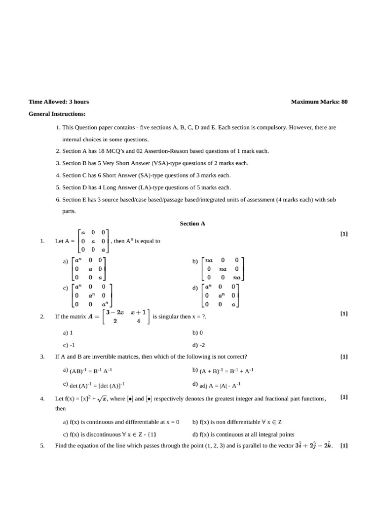 G12 Maths Model Paper - 10 | PDF