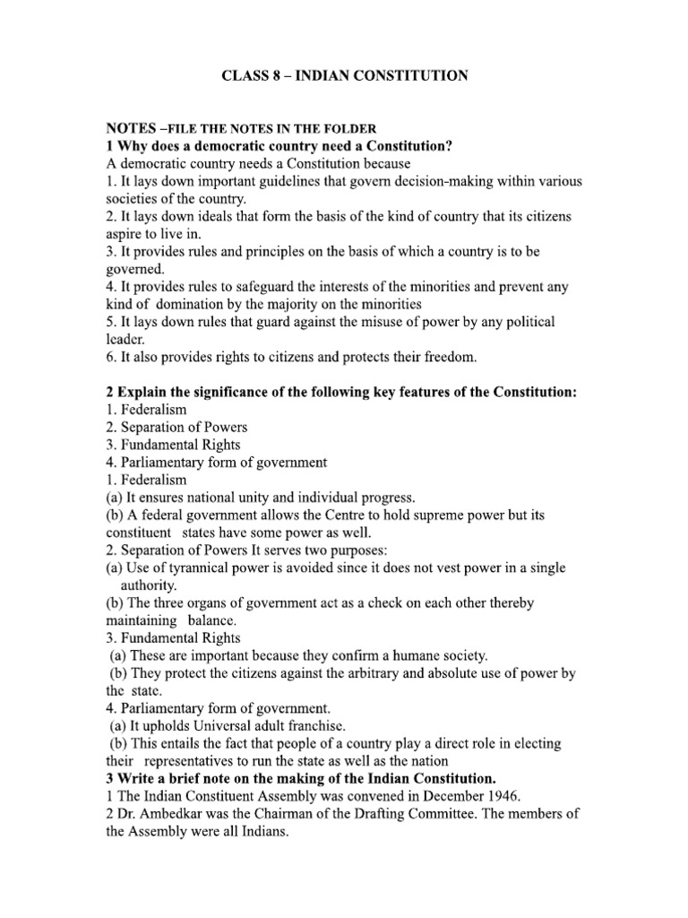Indian Constitution Notes | PDF
