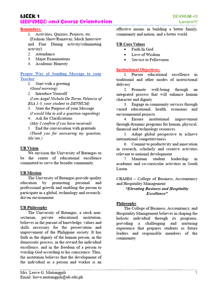 Ubpvmgo and Course Orientation | PDF