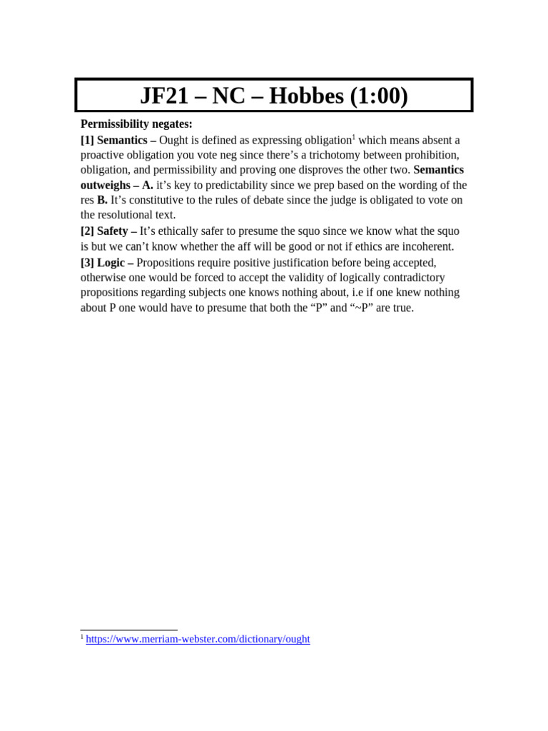 JF21_-_NC_-_Hobbes | PDF | Truth | Property