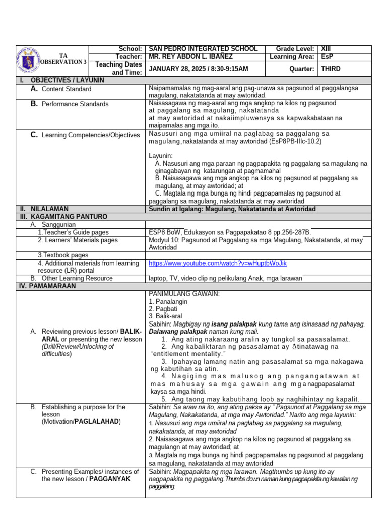 LP - Q3 ESP TA | PDF