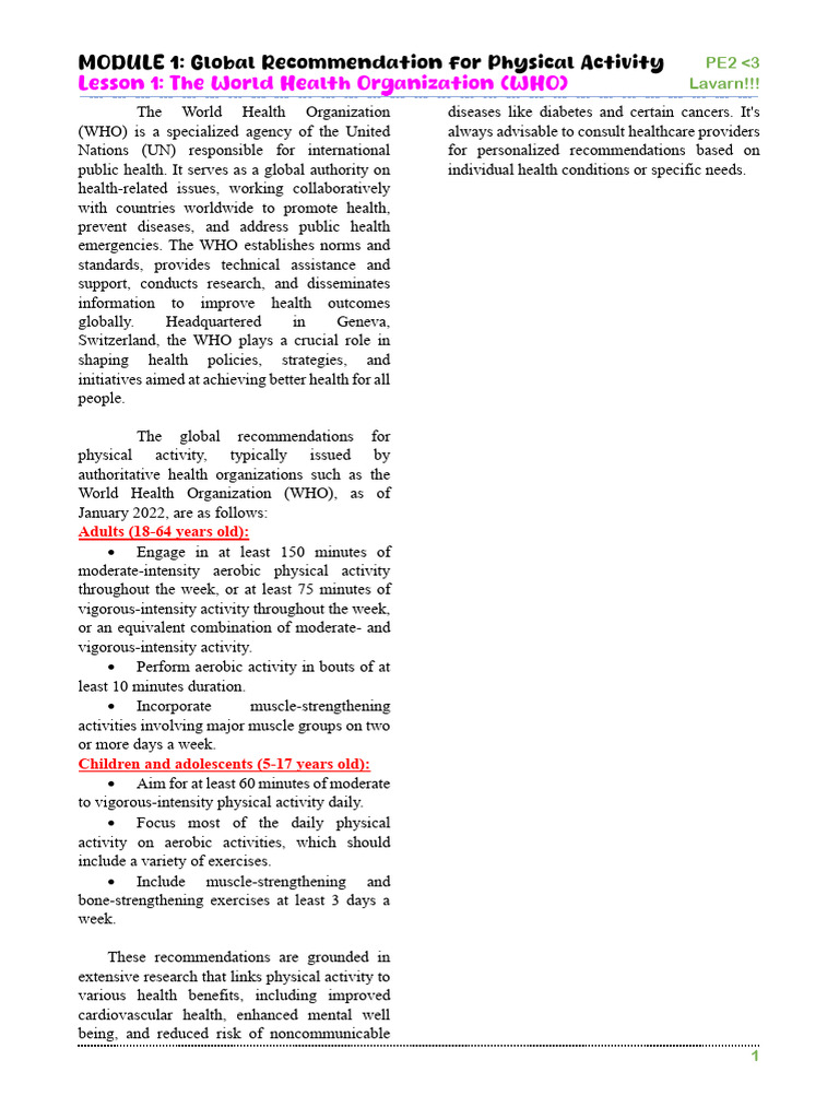 The World Health Organization (Who) | PDF