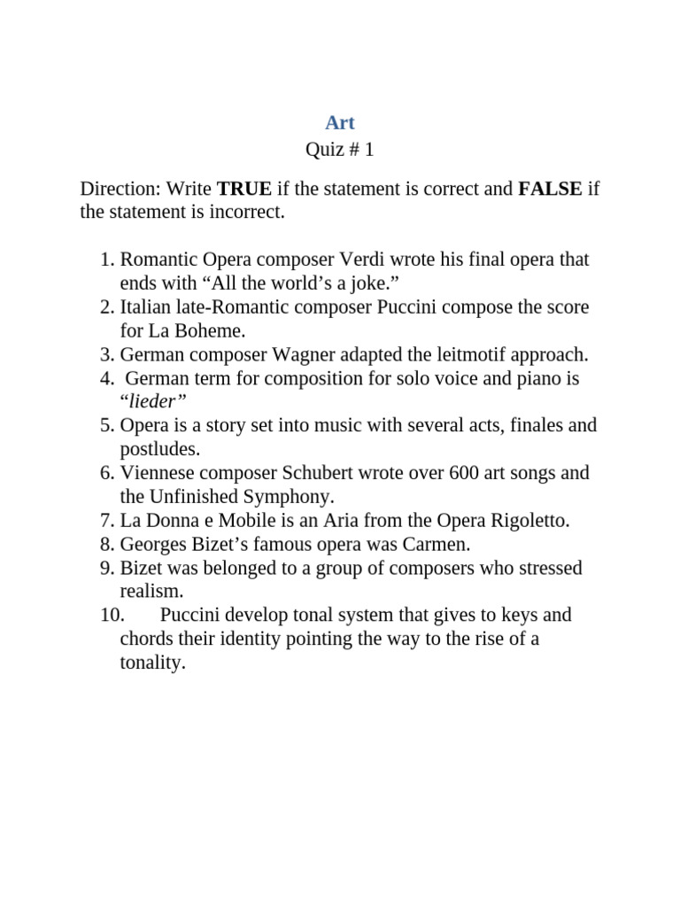 ART3nd Quiz1 | PDF