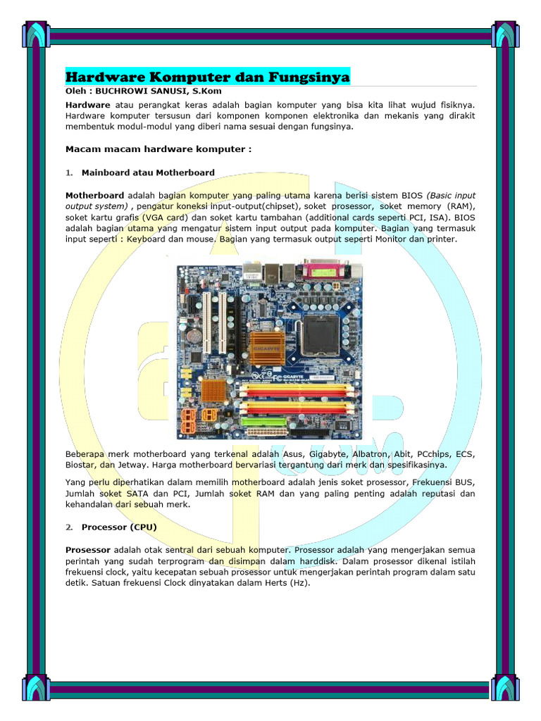 Macam-Macam Hardware dan Fungsinya | PDF