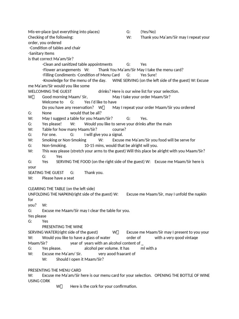 SCRIPT2-WAITERING | PDF | Foods | Alcohol