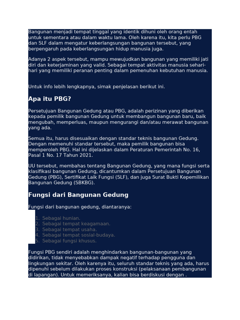 Pengertian SLF Dan PBG | PDF