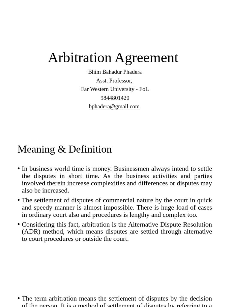 Arbitration Agreement | PDF | Arbitration | Arbitral Tribunal