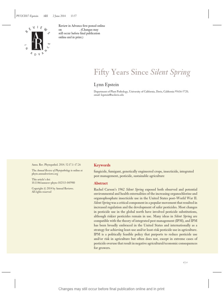 Silent Spring 50 Years | PDF | Pesticide | Insecticide