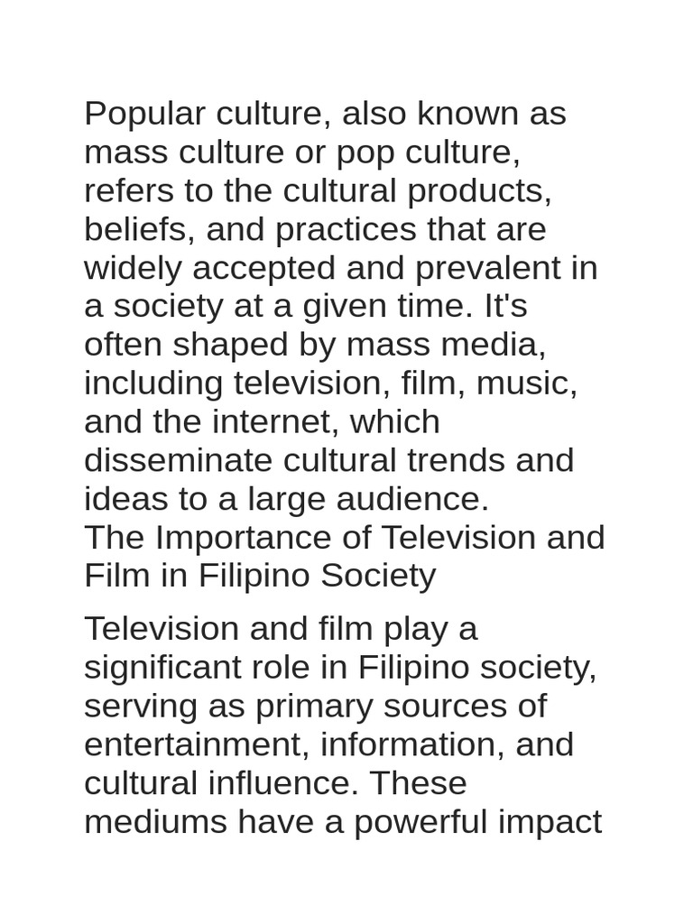 Impact of TV and Film on Filipino Culture | PDF