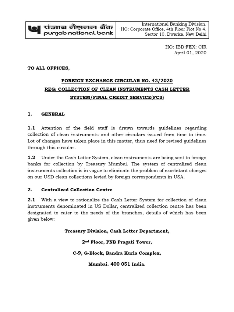 Cash Letter Circular | PDF | Cheque | Banks
