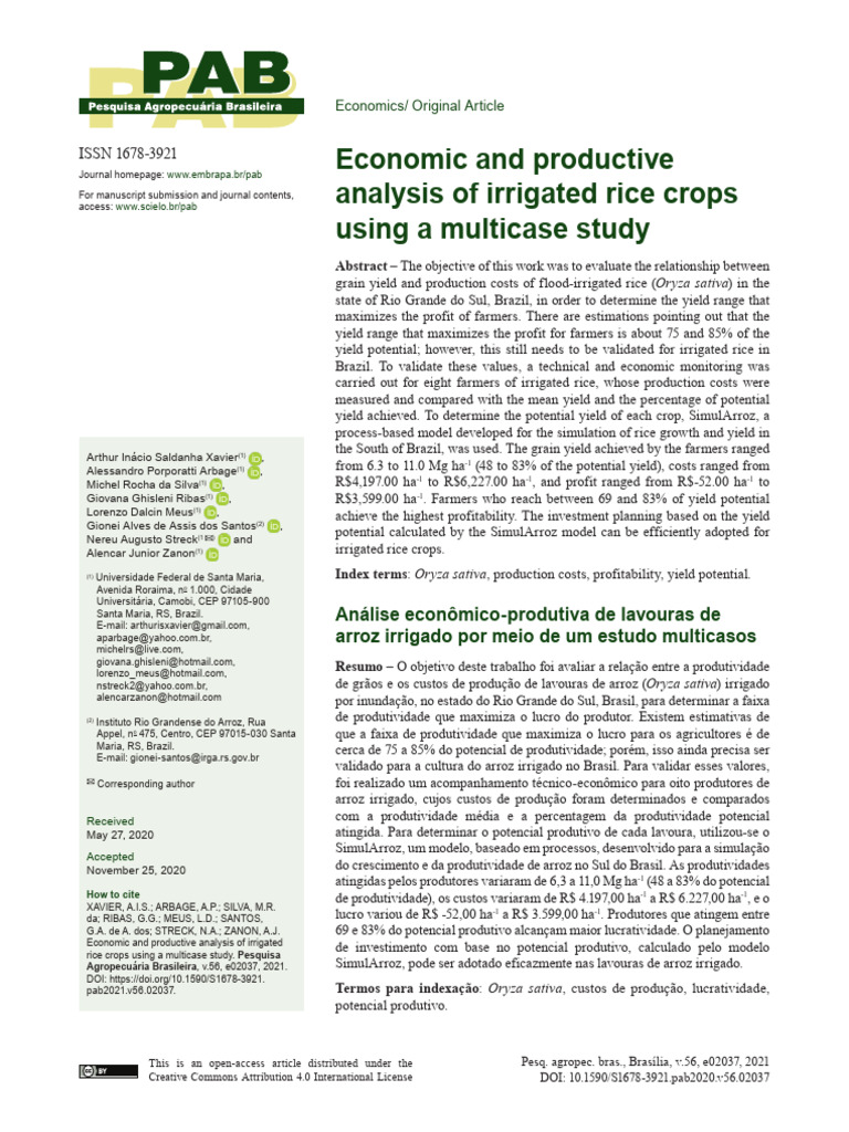Economic Analysis of Irrigated Rice Yields | PDF | Rice | Crop Yield