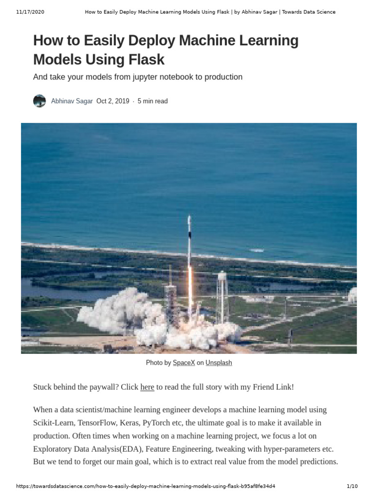 How To Easily Deploy Machine Learning Models Using Flask - by Abhinav Sagar - Towards Data ...