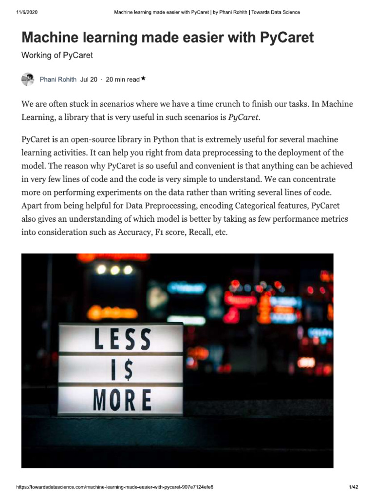 Machine Learning Made Easier With Pycaret | PDF