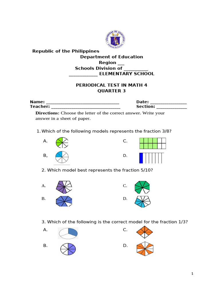 PT_G4 MATATAG MATHEMATICS 4_Q3 V3 | PDF | Mathematics