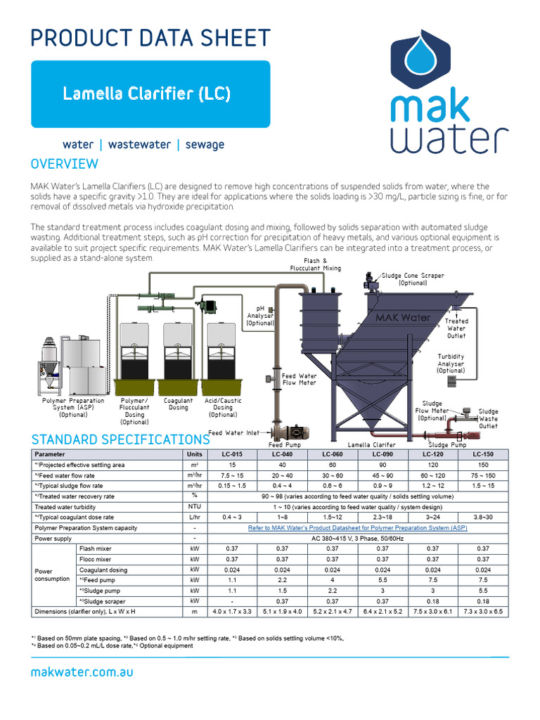 MAK WATER - PDS Lamella Clarifier (LC) | PDF | Environmental Technology | Environmental Engineering