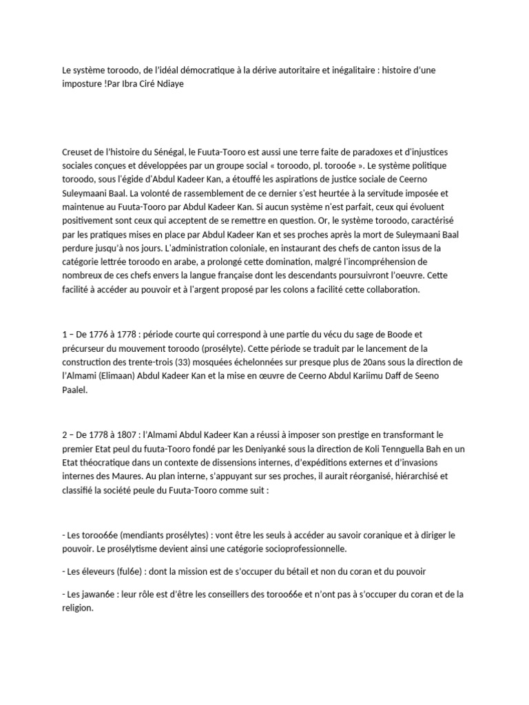 Le Système Torodo | PDF | Démocratie | Idéologies politiques