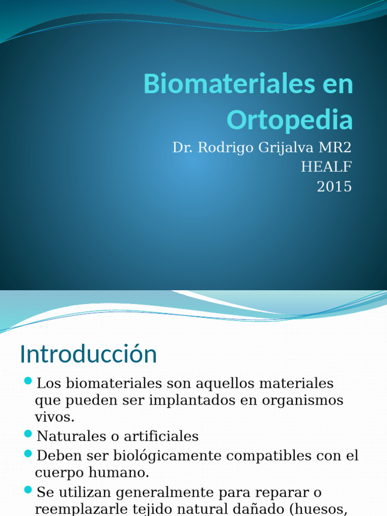 Biomateriales en Ortopedia | PDF | Polimetacrilato de metilo) | Aleación