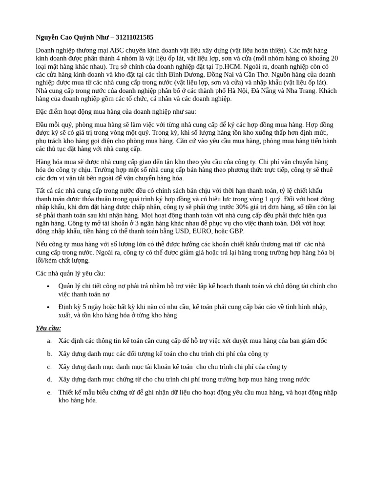 Bài tập TCCTKT | PDF