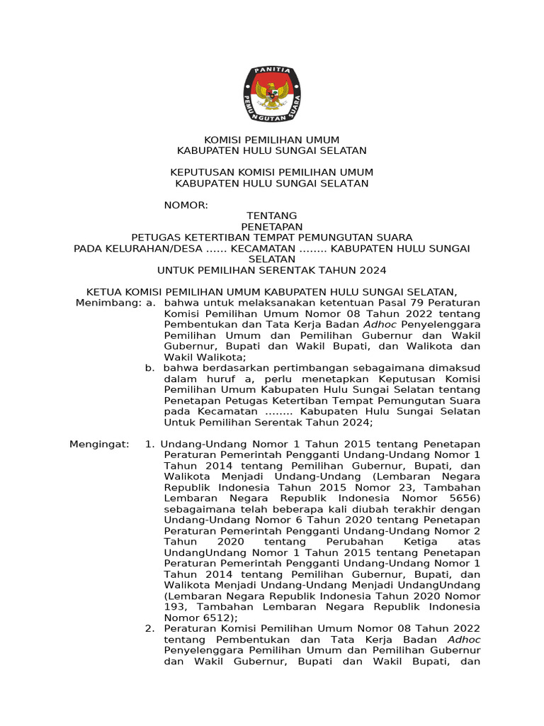 Contoh SK Pam TPS | PDF