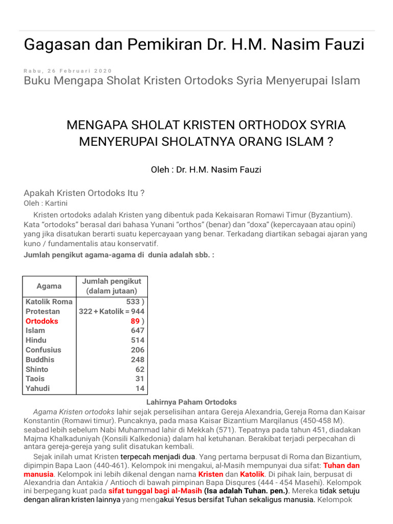 Gagasan Dr. H.M. Nasim Fauzi tentang Kristen Ortodoks | PDF