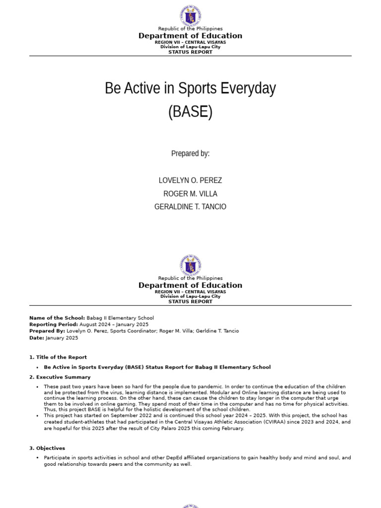 Status Report Template Aip | PDF | Sports