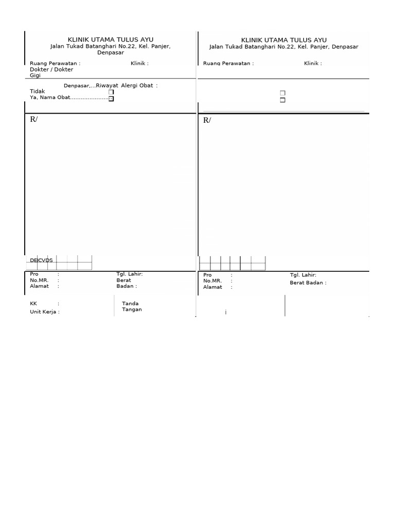 Form Resep Dokter | PDF