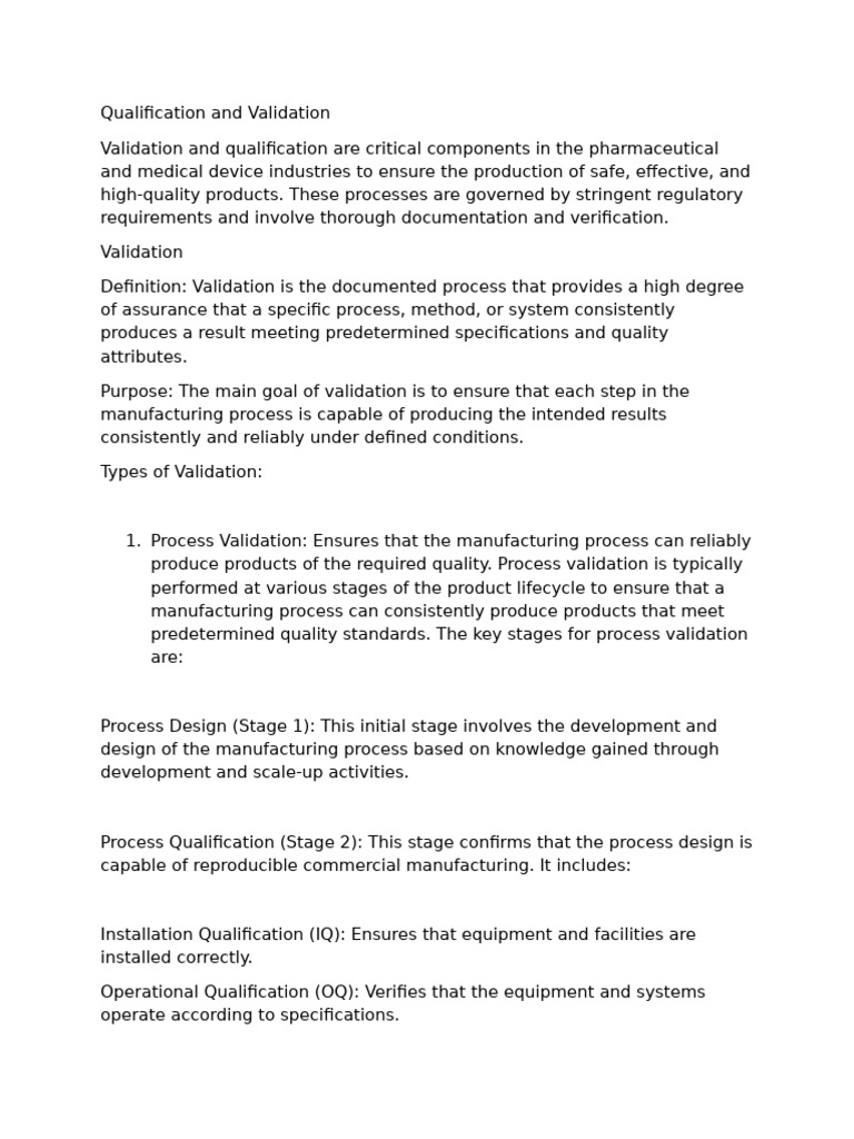 Qualification and Validation Edited | PDF | Verification And Validation | Quality