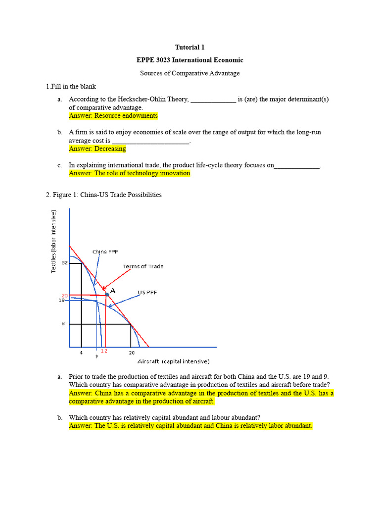 Tutorial 2 Answer | PDF | Comparative Advantage | Economies