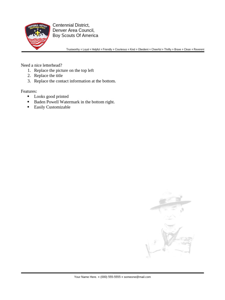 Customizable Letterhead for Scouts | PDF