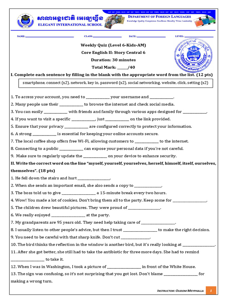 Weekly Quiz-Lv6-Kids-Ch8 | PDF | Computing