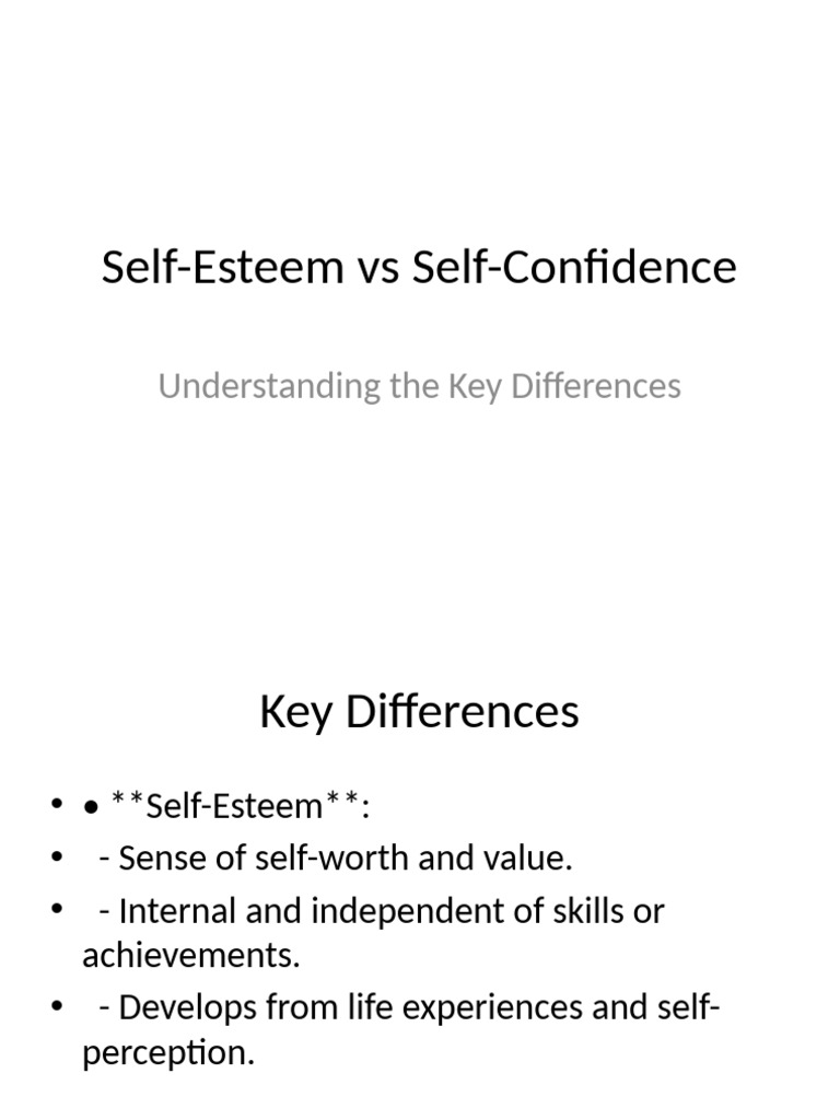 Self Esteem Vs Self Confidence | PDF