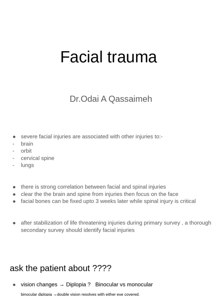 Facial Trauma-Dr - Odai A Qassaimeh | PDF | Human Head And Neck ...