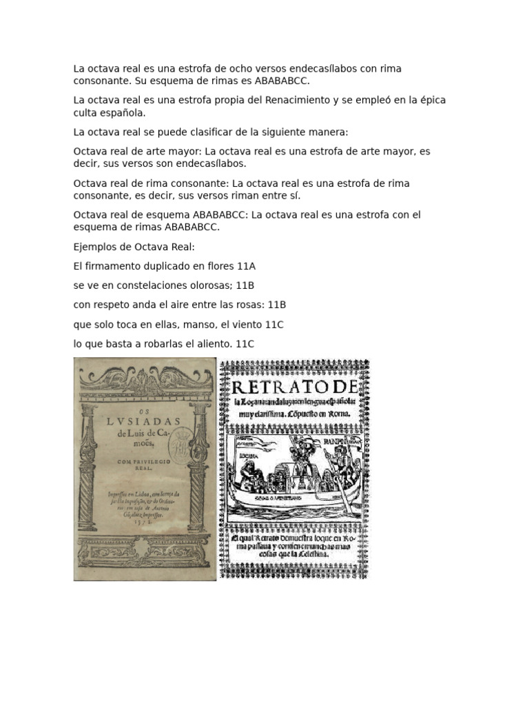 La Octava Real Es Una Estrofa de Ocho Versos Endecasílabos Con Rima ...