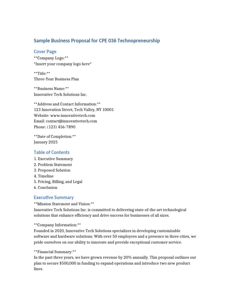 Sample Business Proposal | PDF | Business | Computing