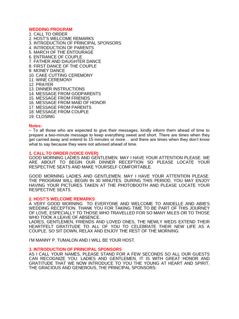 Sample Wedding Program - Morales and Pepito | PDF | Wedding | Bridesmaid