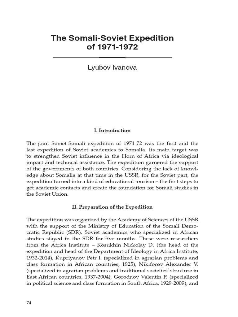 Somali-Soviet Expedition Overview 1971-72 | PDF | Somalia | Soviet Union