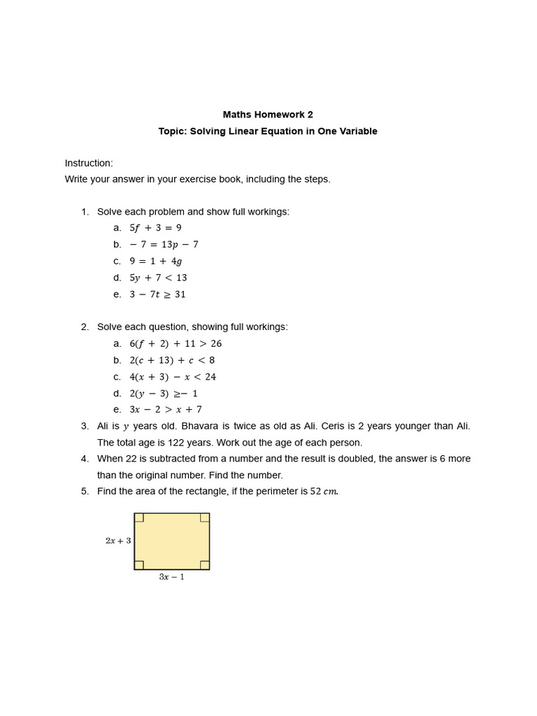 Maths Homework 2-2 | PDF