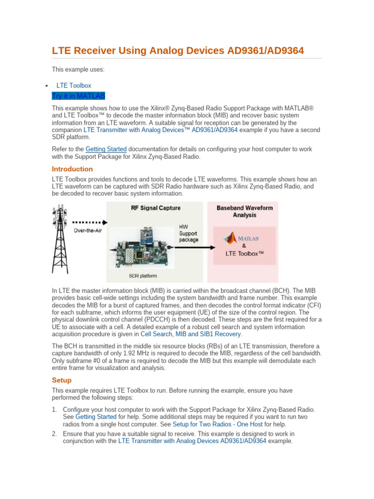 LTE Receiver Using Analog Devices AD9361AD9364 | PDF | Radio | Orthogonal Frequency Division ...