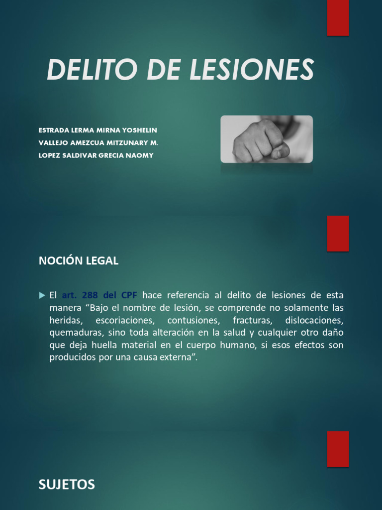 Delito De Lesiones Tipos Y Clasificación Pdf Justicia Crimen Y