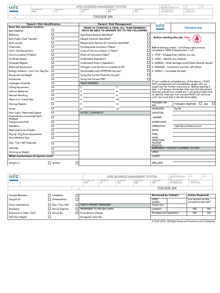 JHA - Install Fast Line Sheave at Crown | PDF | Crane (Machine) | Hazards