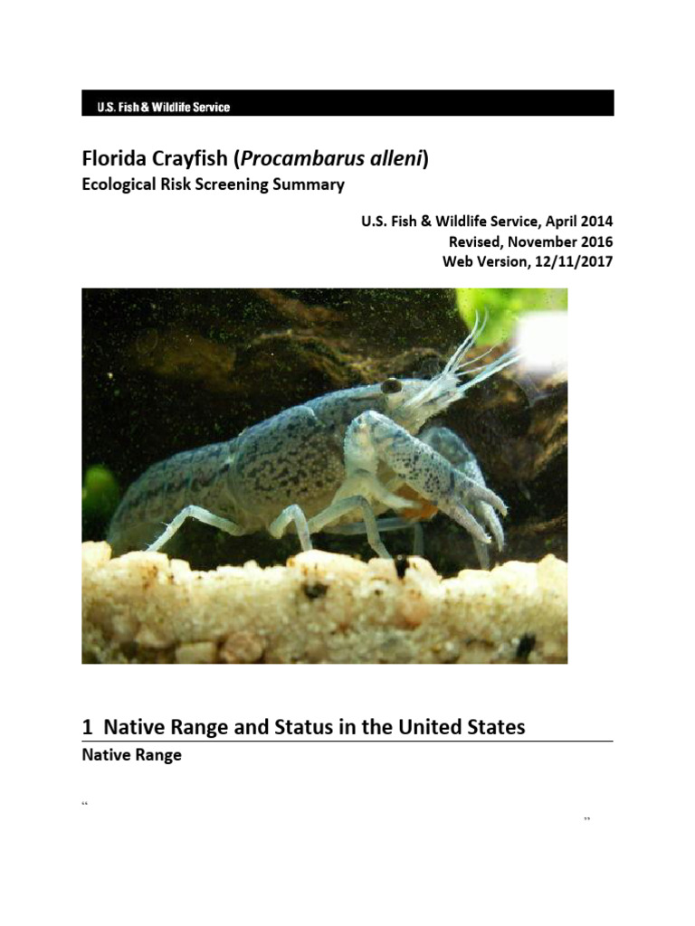 Ecological Risk Screening Summary Florida Crayfish | PDF | Wetland ...