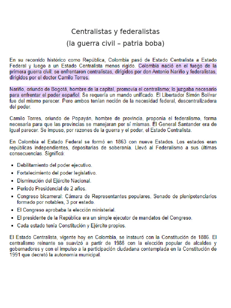 Historia de La Patria Boba y Batalla de Boyaca | PDF