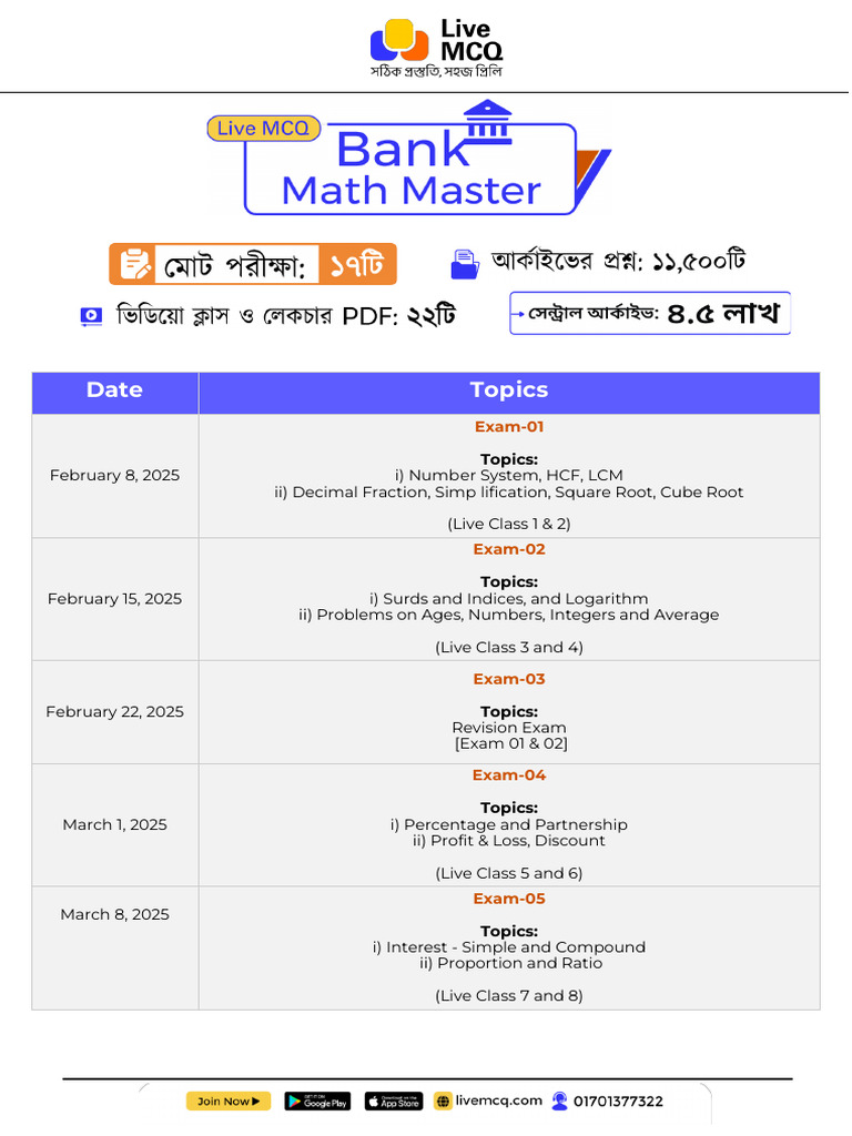 Math Exam Schedule 2025: Topics & Dates | PDF | Mathematics | Arithmetic