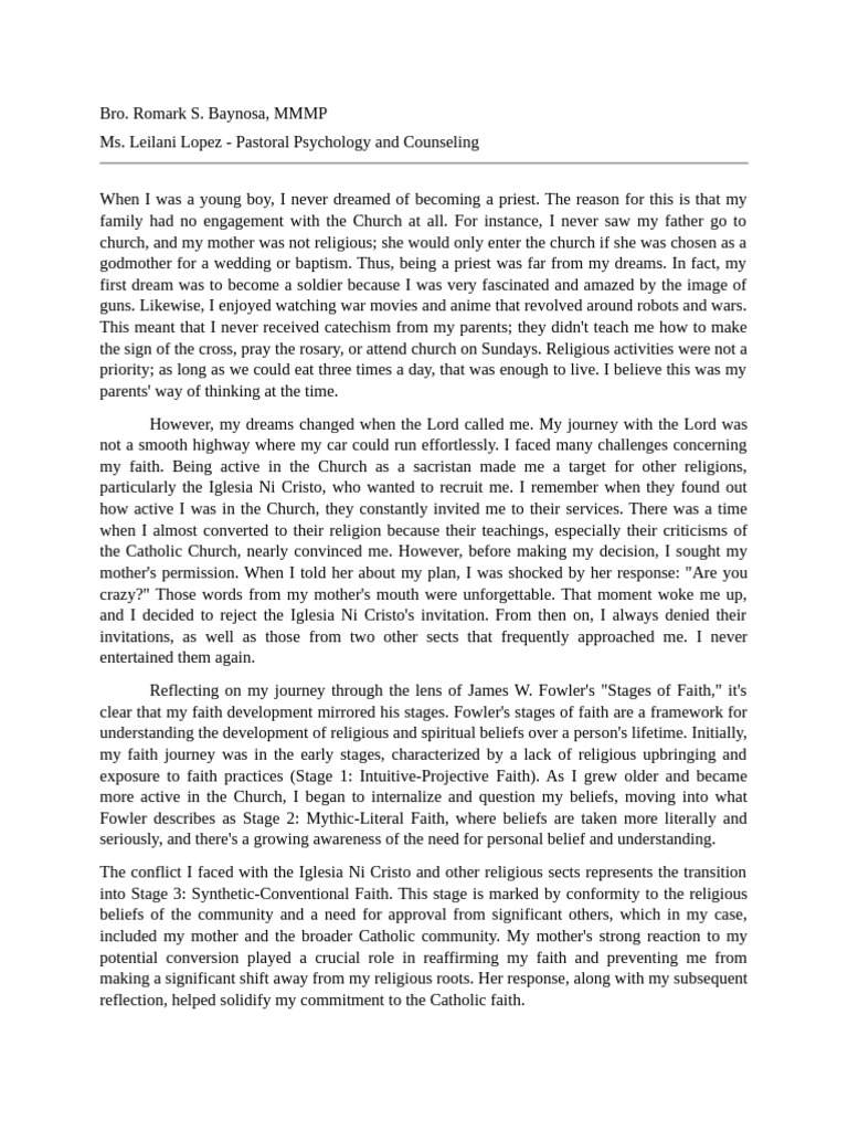 Bro. Romark S. Baynosa J MMMP RP No. 3 | PDF | Faith