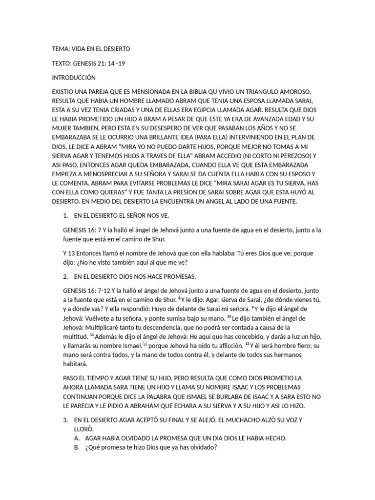 Vida en El Desierto | PDF | Ismael | Sarah