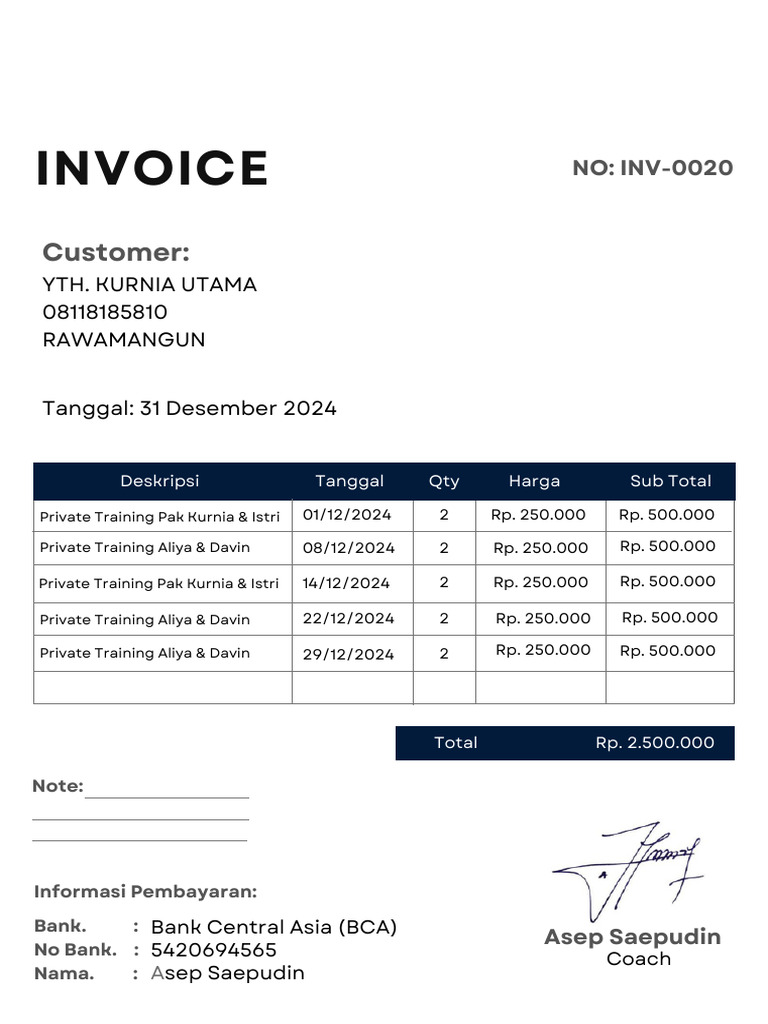 Invoice pak kurnia desember | PDF