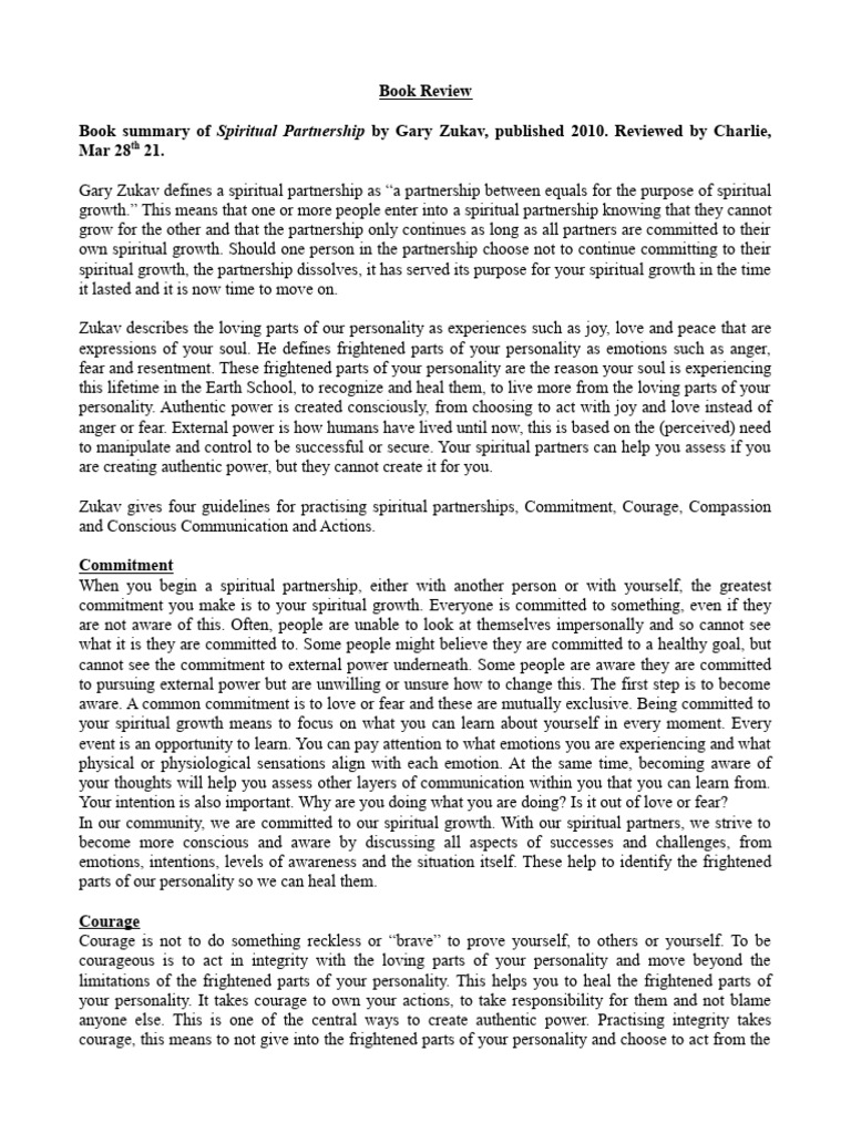 Spiritual Partnership Guidelines Review | PDF | Compassion | Courage