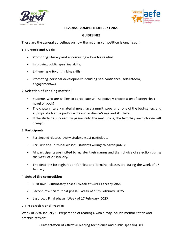Reading Competition Guidelines 2024-2025 | PDF | Linguistics | Cognition