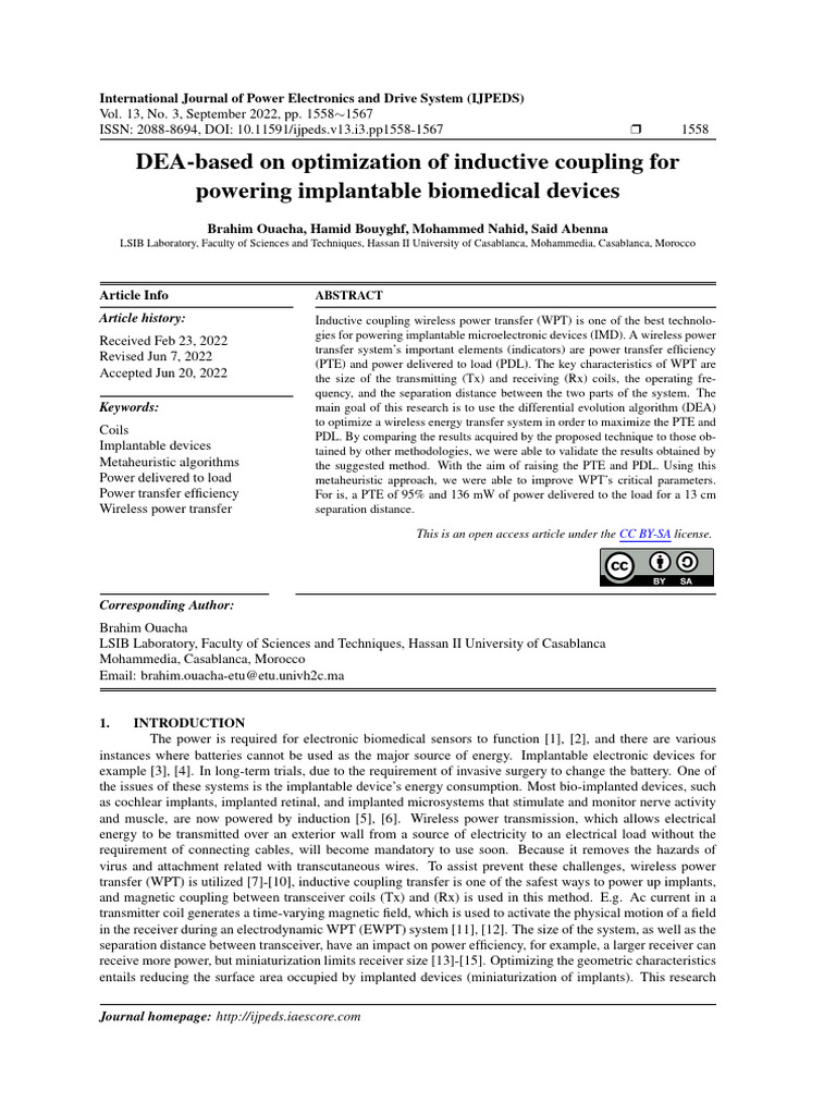 DEA-based On Optimization of Inductive Coupling For Powering Implantable Biomedical Devices ...