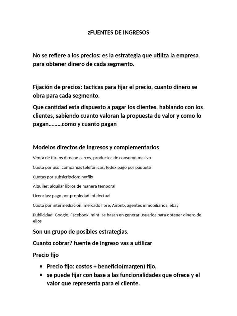 Estrategias de Fuentes de Ingresos | PDF